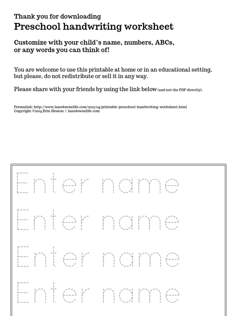 Preschool-Handwriting-Printable-Worksheet 2 PDF | PDF