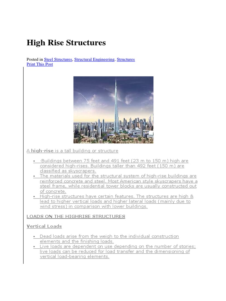 High Rise Structures | PDF | Seismology | Framing (Construction)