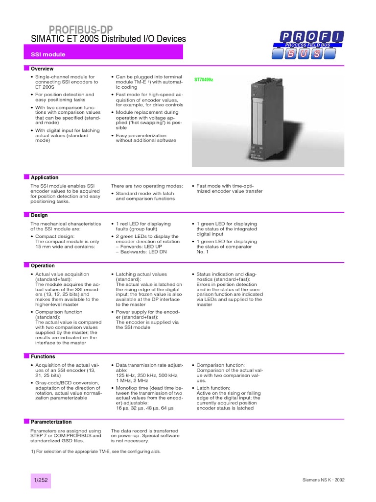 Profibus-Dp: SIMATIC ET 200S Distributed I/O Devices | PDF | Direct ...