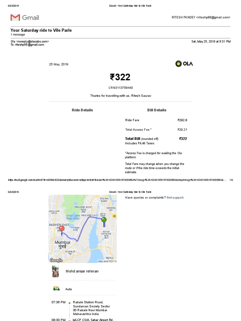Ola Bill PDF | PDF | Services (Economics) | Transport