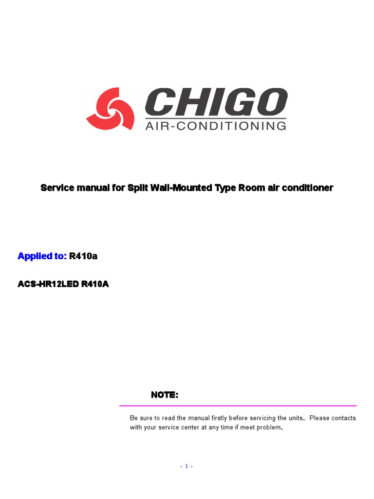 Chigo Split Wall Mounted Type Room Air Conditioner ACS-HR12LED R410A ...