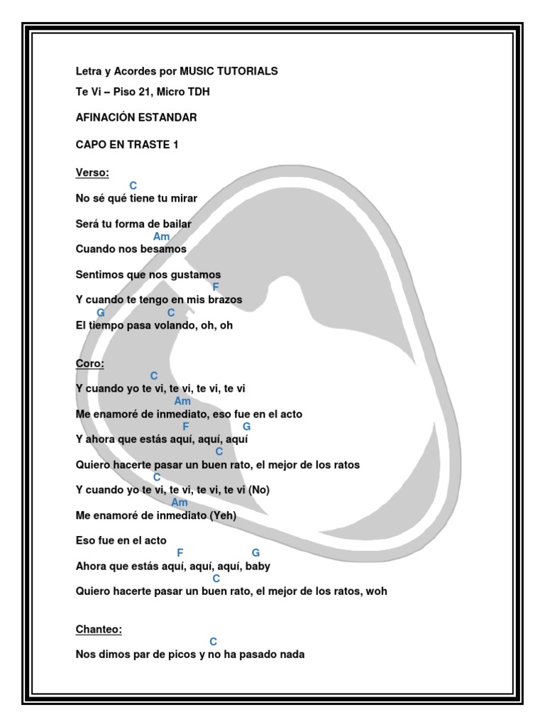 Te Vi Piso 21, Micro TDH Letra y Acordes by MUSICTUTORIALS PDF | PDF ...