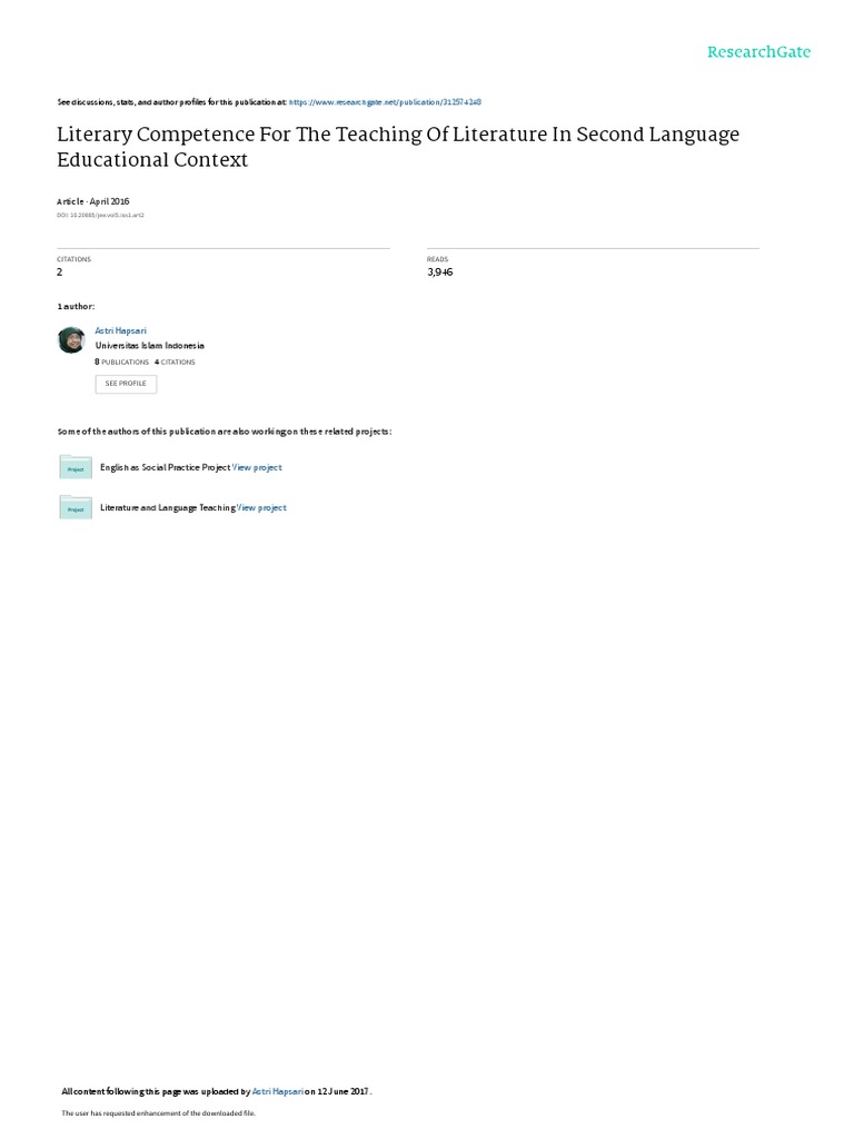 Teaching Literature in ESL Context | PDF | Association Of Southeast ...