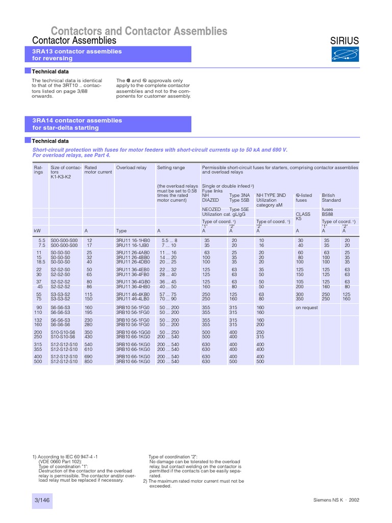 Siemens Contactor Assemblies Overview | PDF | Relay | Fuse (Electrical)