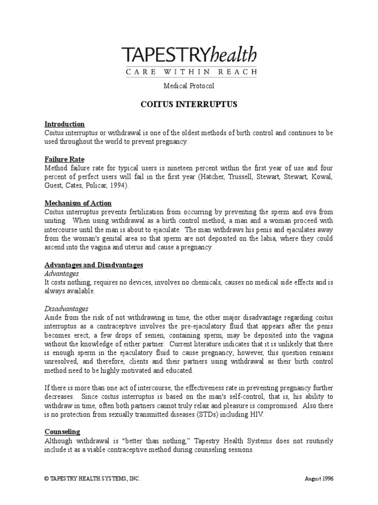 Coitus Interruptus | PDF | Sexually Transmitted Infection | Birth Control
