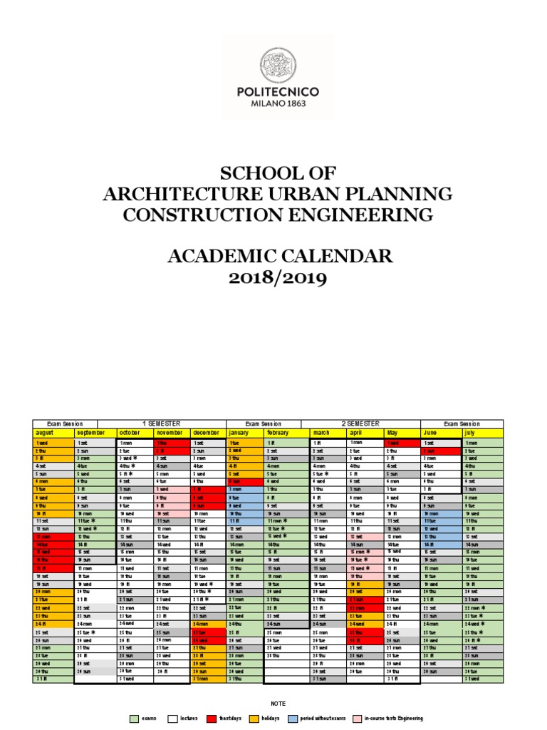 ARC Calendario Per Polimi ENGLISH | PDF | Master Of Science | Academic Degree