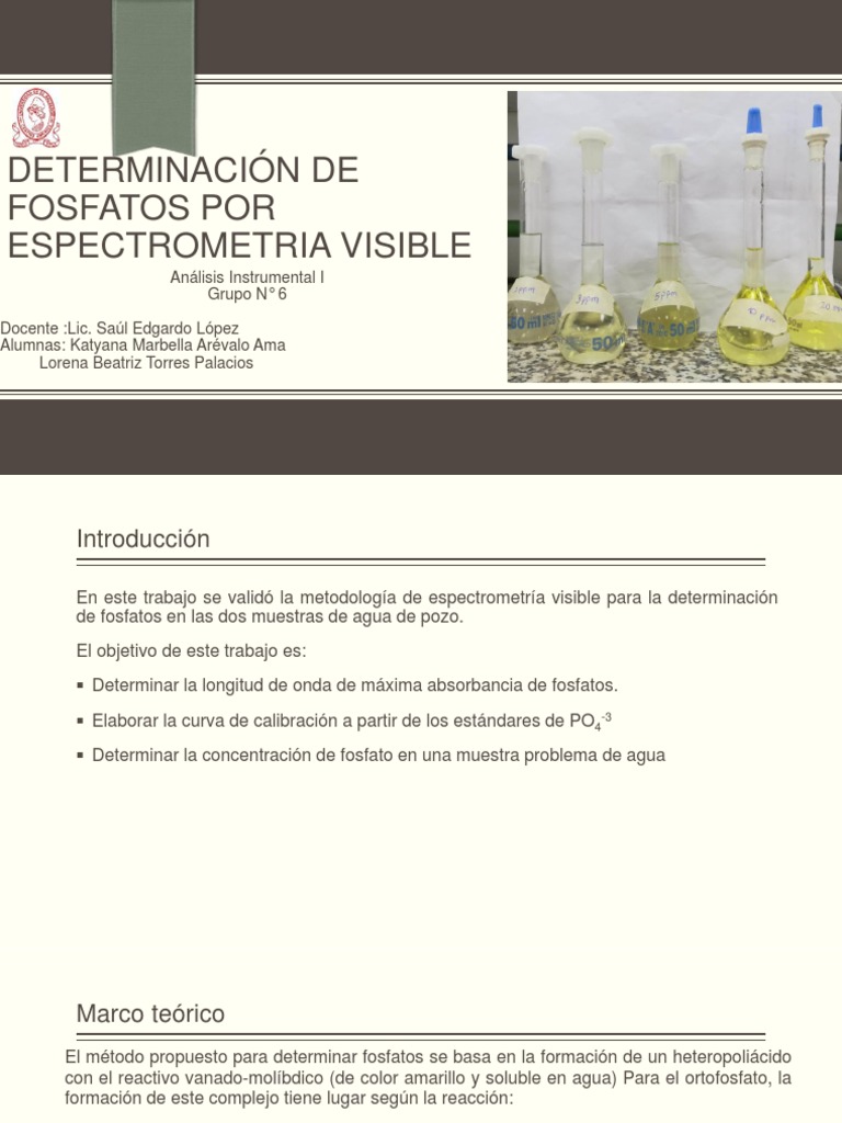 Determinación De Fosfatos Por Espectrometria Visible Pdf