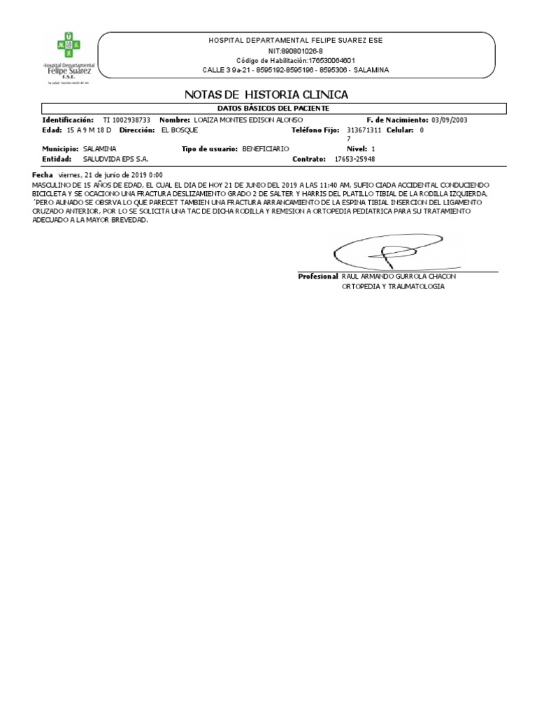 Nota Ortopedia | PDF