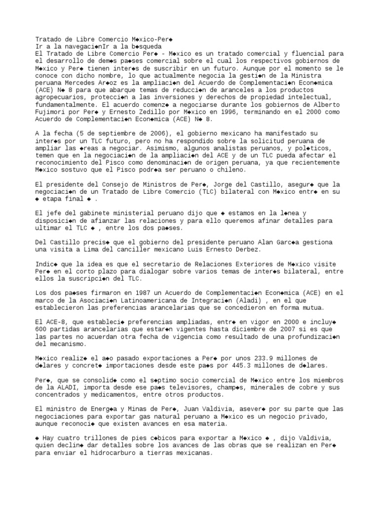 Tratado TLC Peru-Mexico | Descargar gratis PDF | Tratado de Libre ...