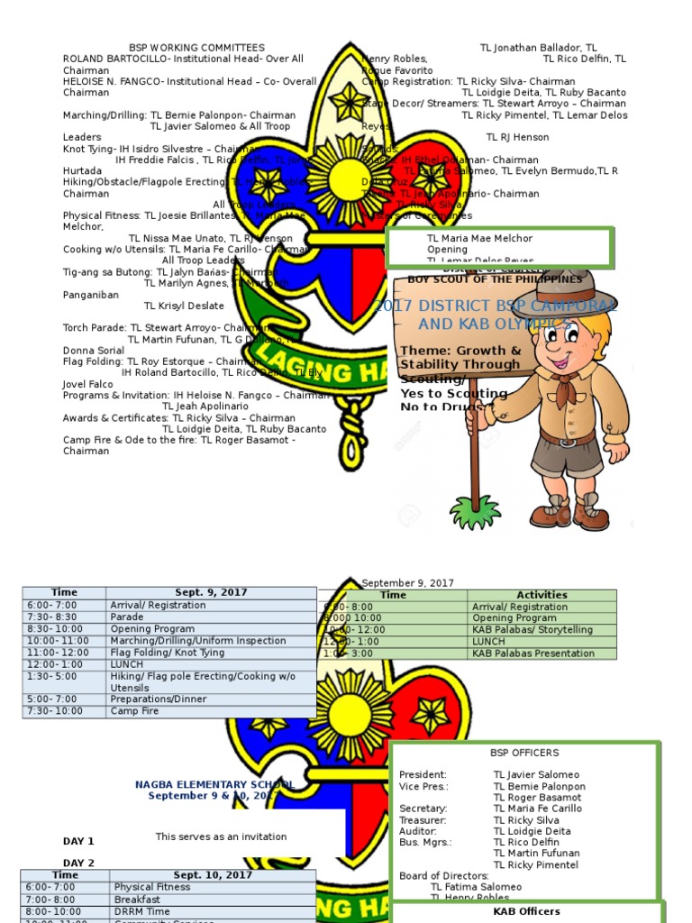 2017 District BSP Camporal and Kab Olympics: Theme: Growth & Stability ...