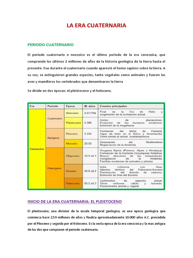 La Era Cuaternaria | Unduh gratis PDF | pleistoceno | Cuaternario