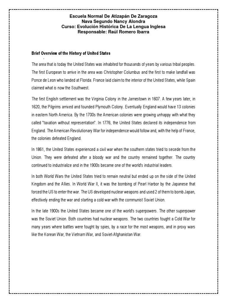 Brief Overview of The History of United States | PDF | World War II ...