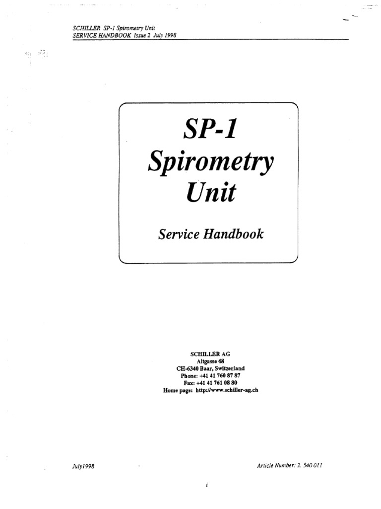 Spirometer Schiller Sp1 | PDF | Technology & Engineering