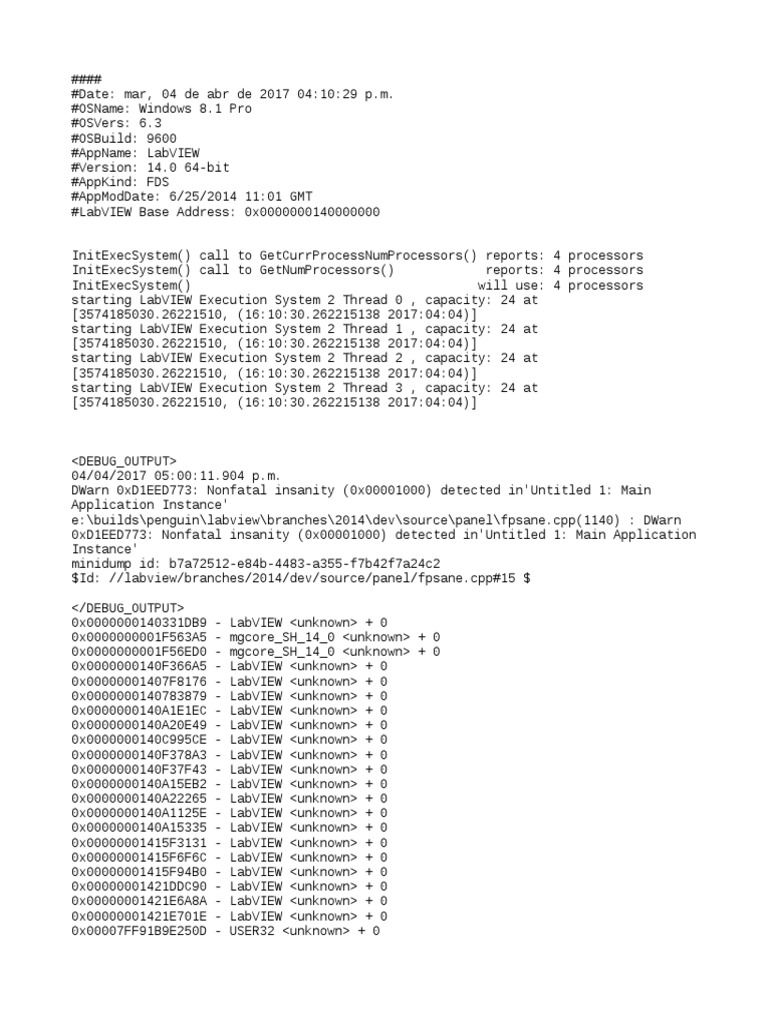 LabVIEW Debug Log Analysis | PDF | Backup | Data