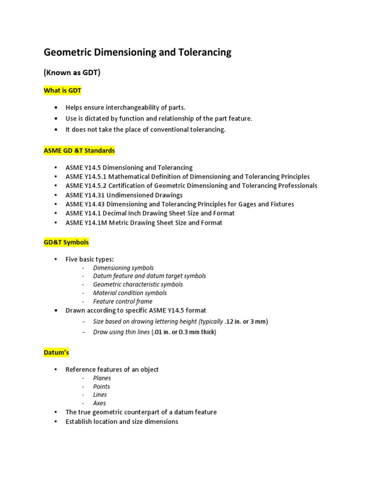 Geometric Dimensioning and Tolerancing | PDF | Engineering Tolerance ...
