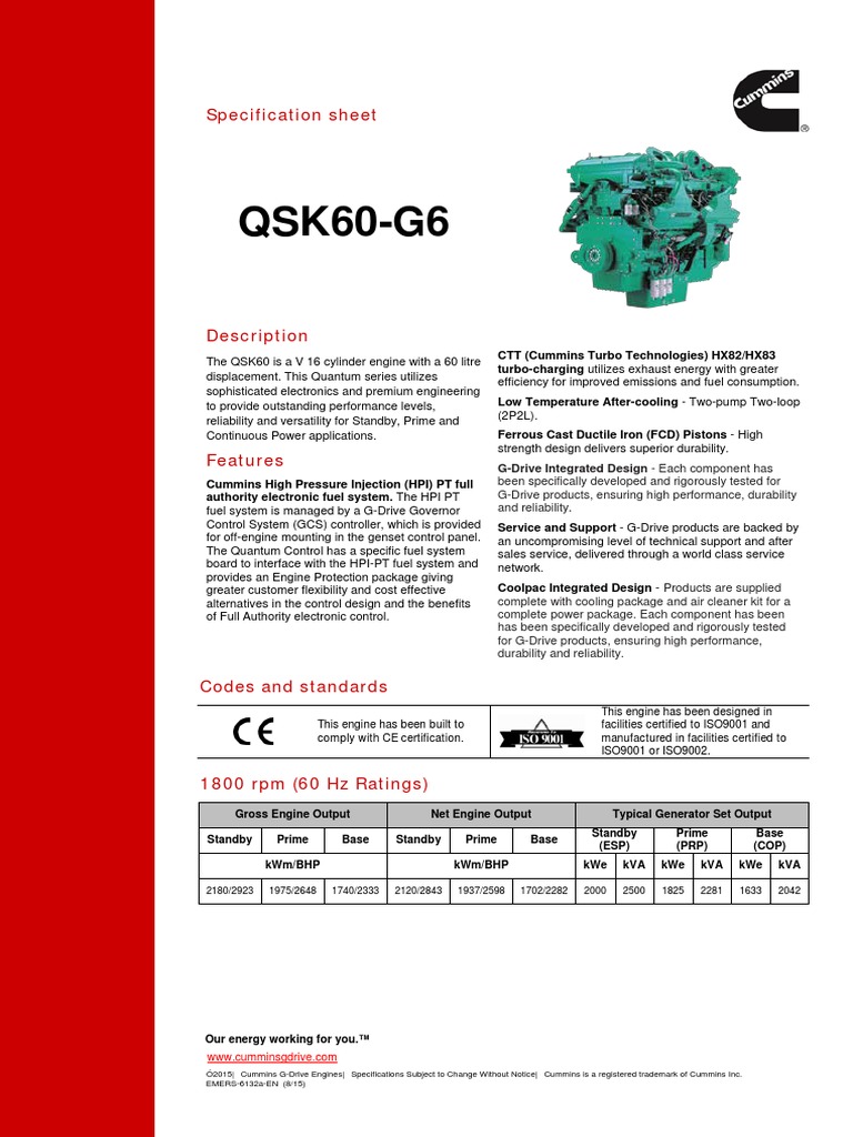 QSK60 G6 | PDF | Engines | Turbocharger