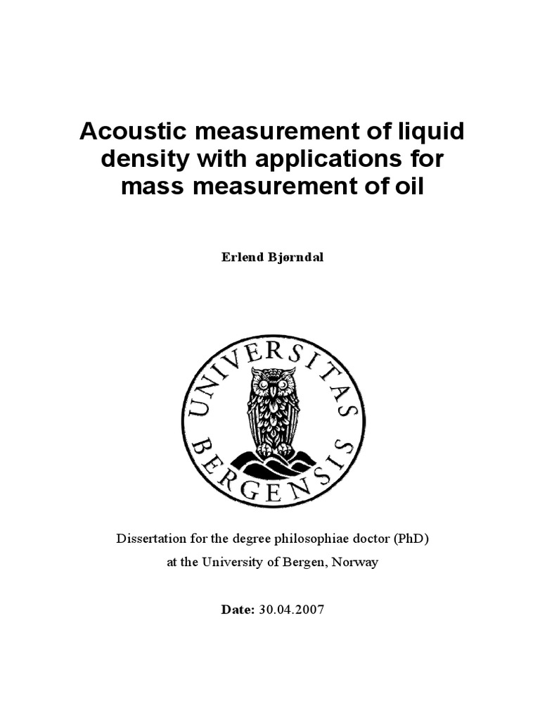 Acoustic Liquid Density Measurement | PDF | Density | Flow Measurement