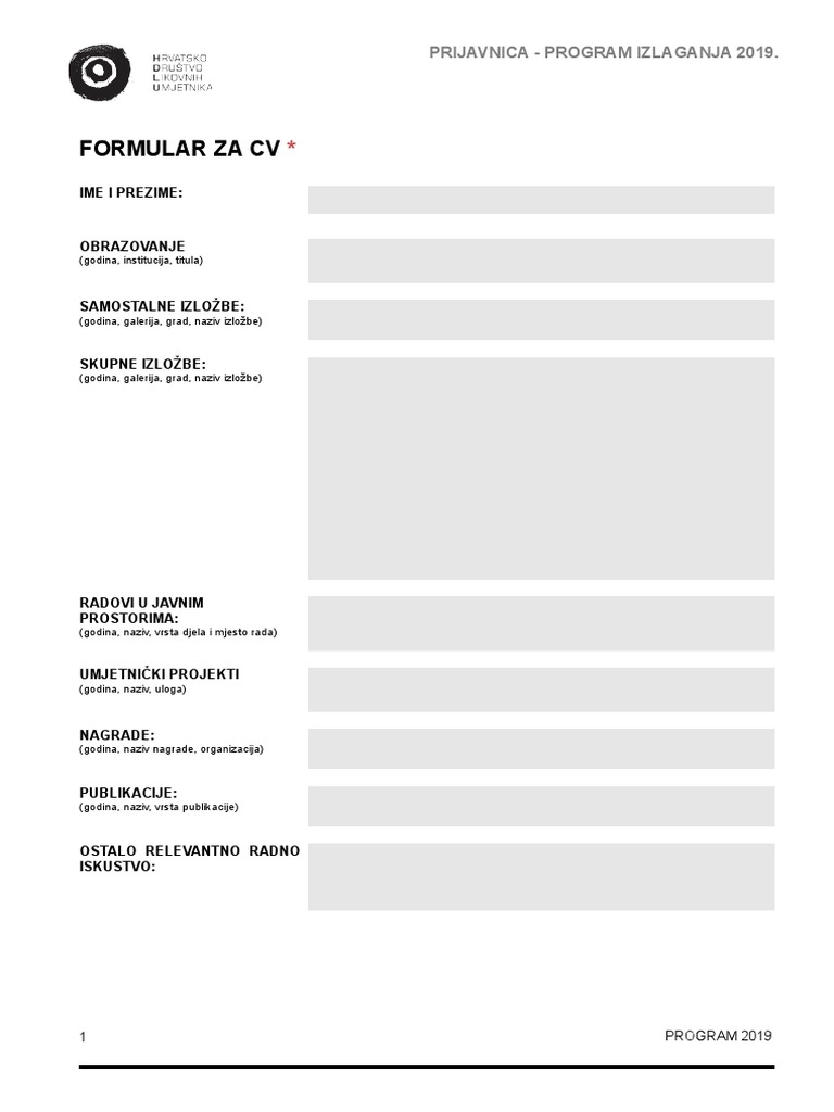 CV Obrazac | PDF