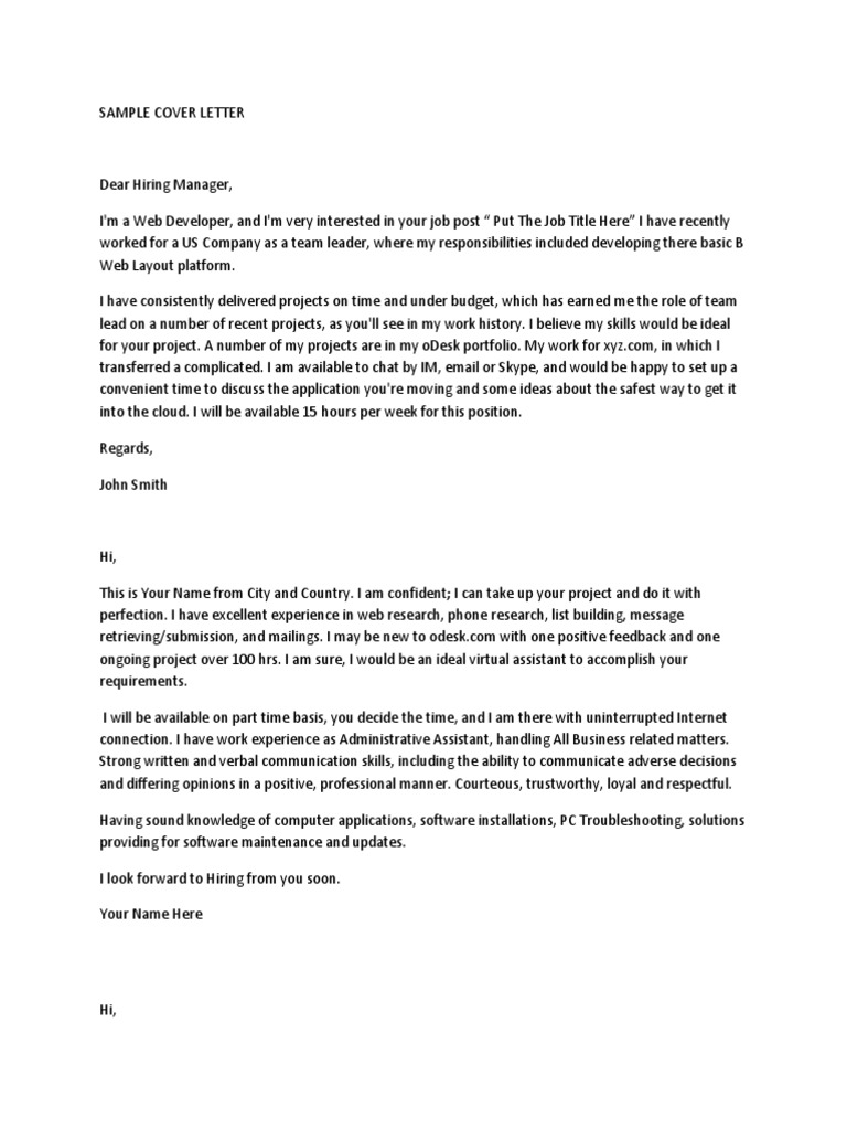 Sample Cover Letter | Download Free PDF | Personal Computers | Internet