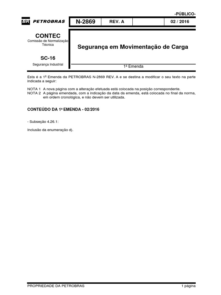 Emenda da Norma Petrobras N-2869 | PDF | Negócios | Tecnologia e Engenharia