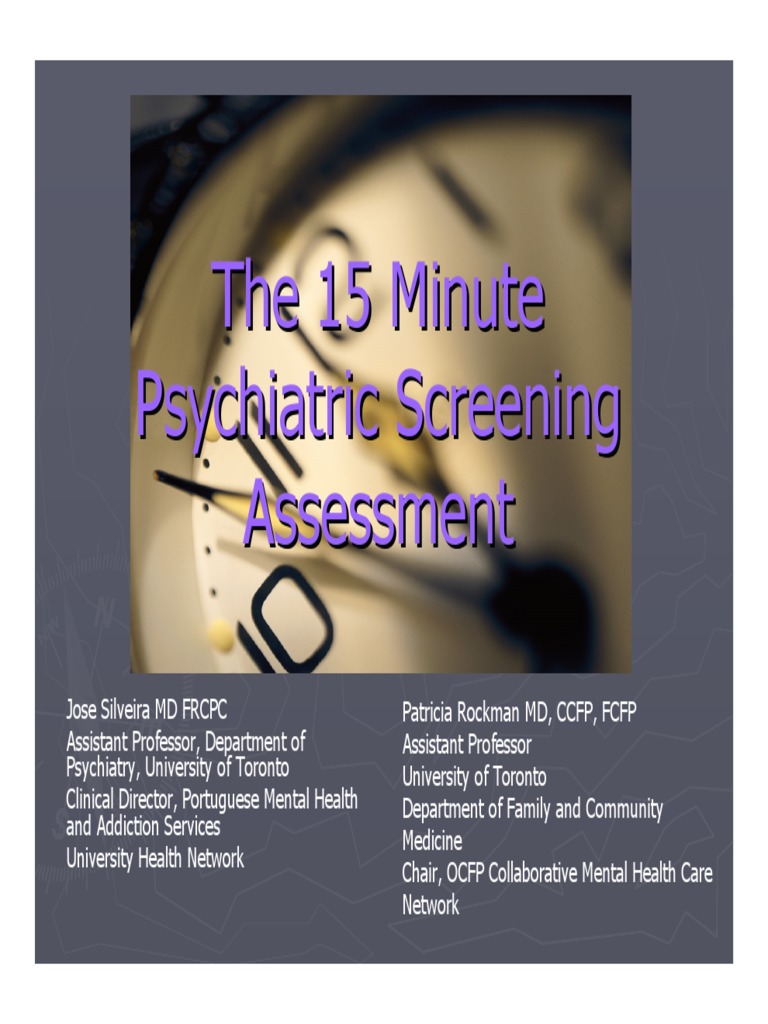 15-Minute Psychiatric Screening Guide | PDF | Mental Disorder ...