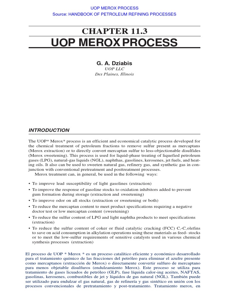 Uop Merox Process: G. A. Dziabis | PDF | Process Engineering | Business ...