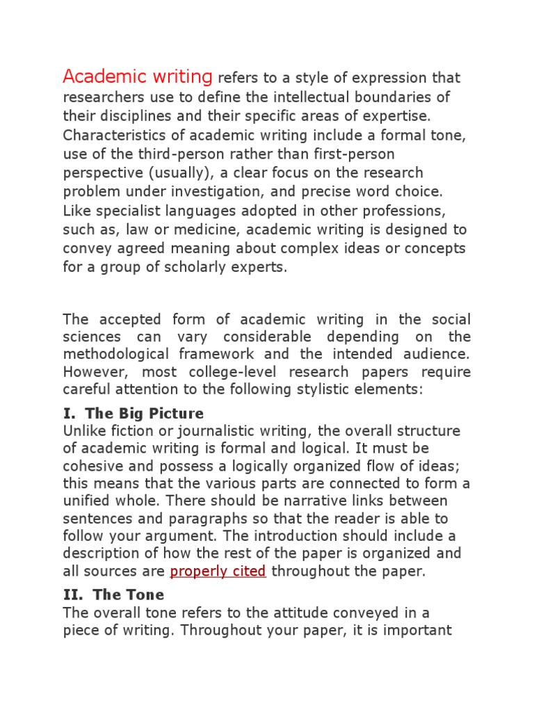 Academic Writing: I. The Big Picture | PDF | Thought | Narration