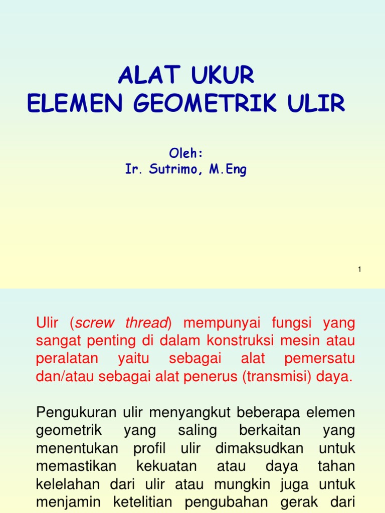 Alat Ukur dan Profil Ulir Baut | PDF