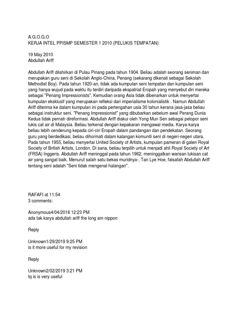 Abdullah Ariff Pelukis | PDF