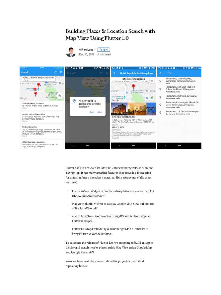 Location Map Using Flutter | PDF | Android (Operating System) | Mobile App
