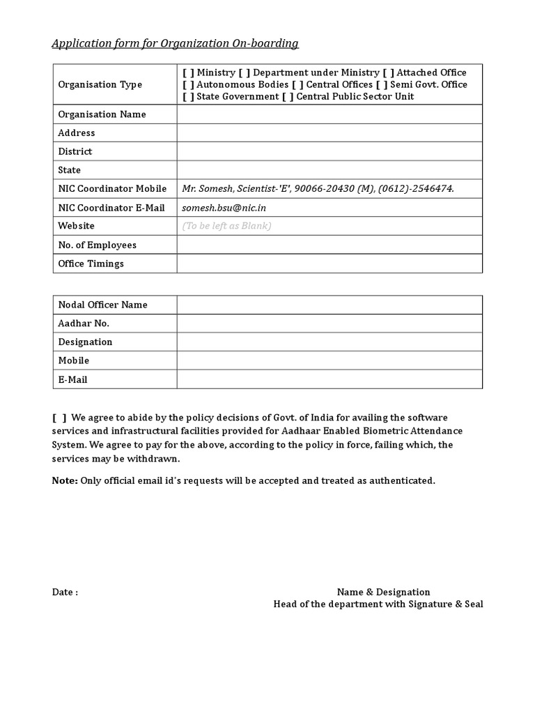 Application Form For Organization On-Boarding | PDF | Cybercrime ...