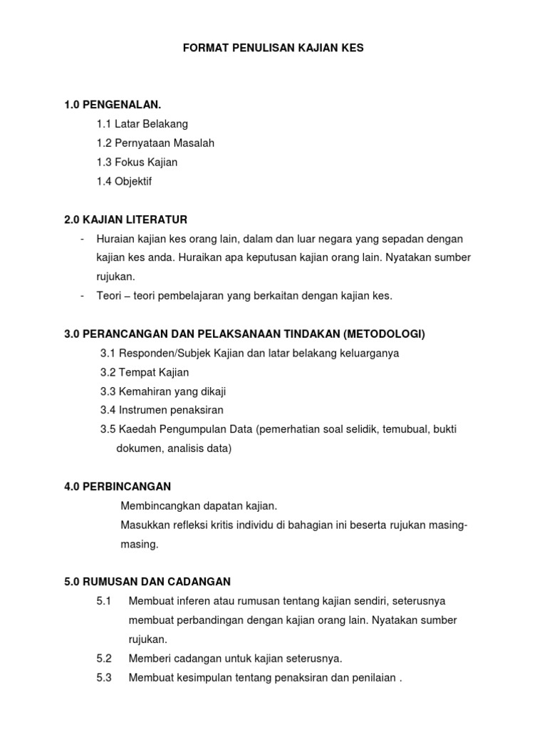 Format Penulisan Kajian Kes | PDF