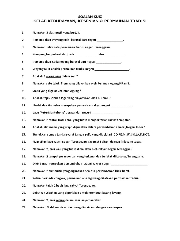 Soalan Kuiz | PDF