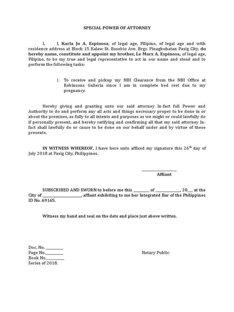 NBI Clearance Authorization SPA Sample | PDF | Law