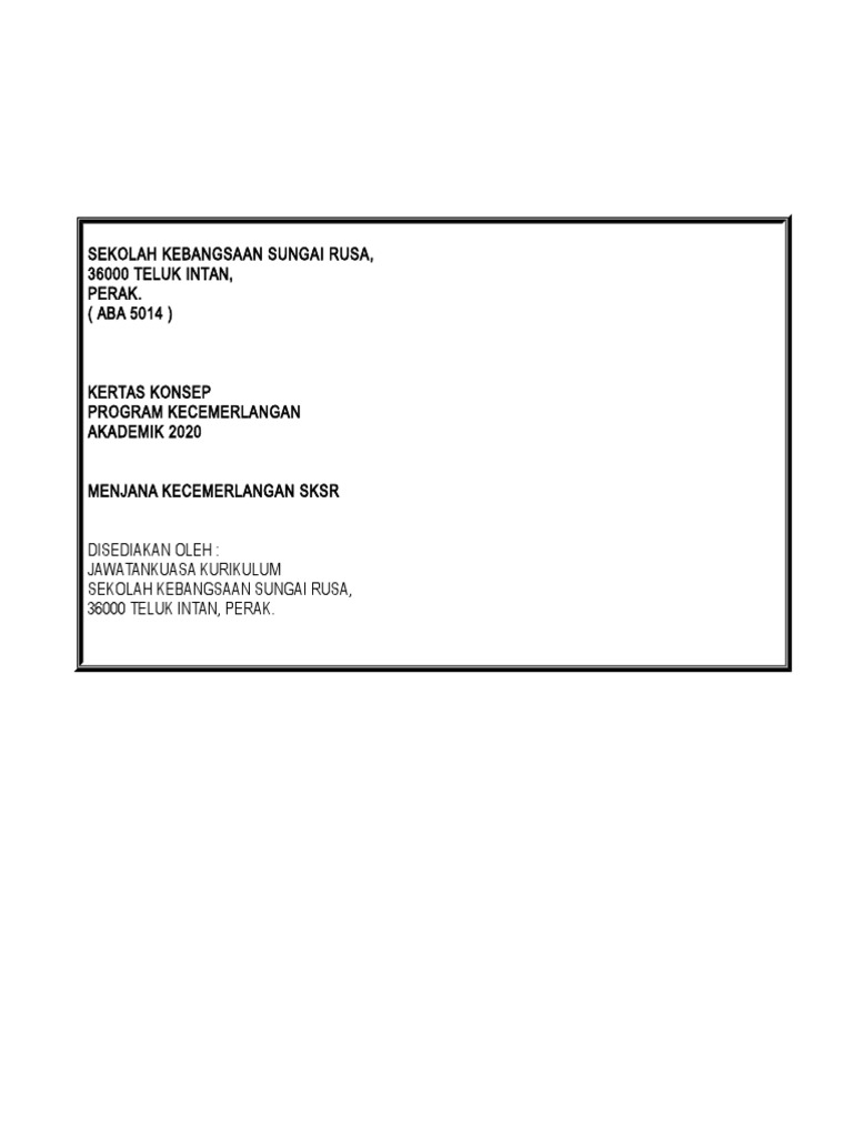 Kertas Konsep Program Peningkatan Kecemerlangan Upsr 2020 | PDF Kertas Konsep Program Peningkatan Kecemerlangan Upsr 2020 | PDF
