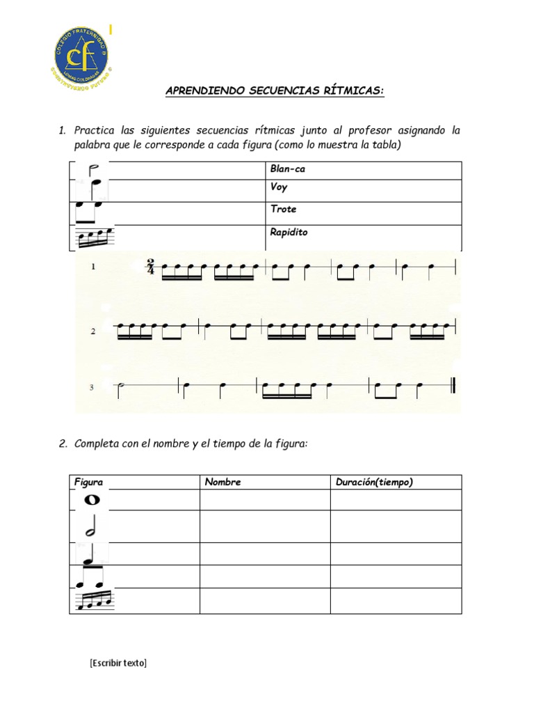 Guía Figuras Ritmicas 2° Básico | PDF