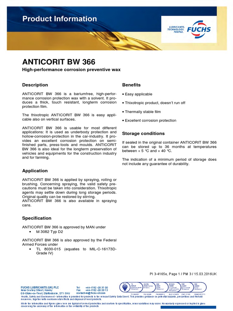 Anticorit BW 366 PDF | PDF | Corrosion | Applied And Interdisciplinary ...