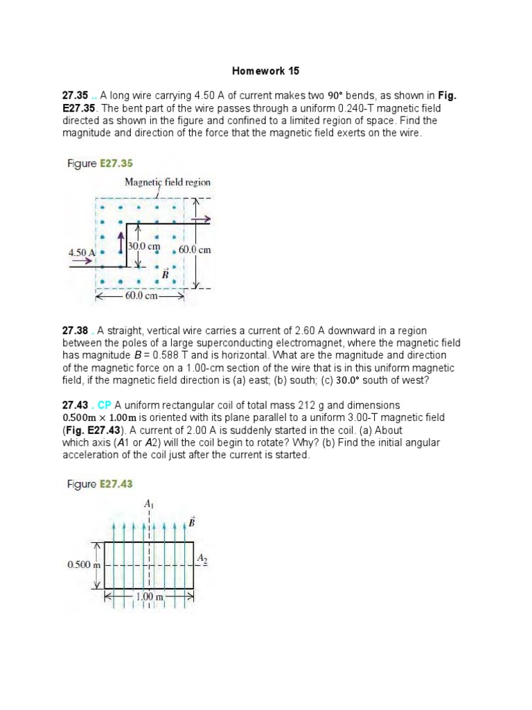 Physics 2 Homework #15 | PDF | Magnetic Field | Force