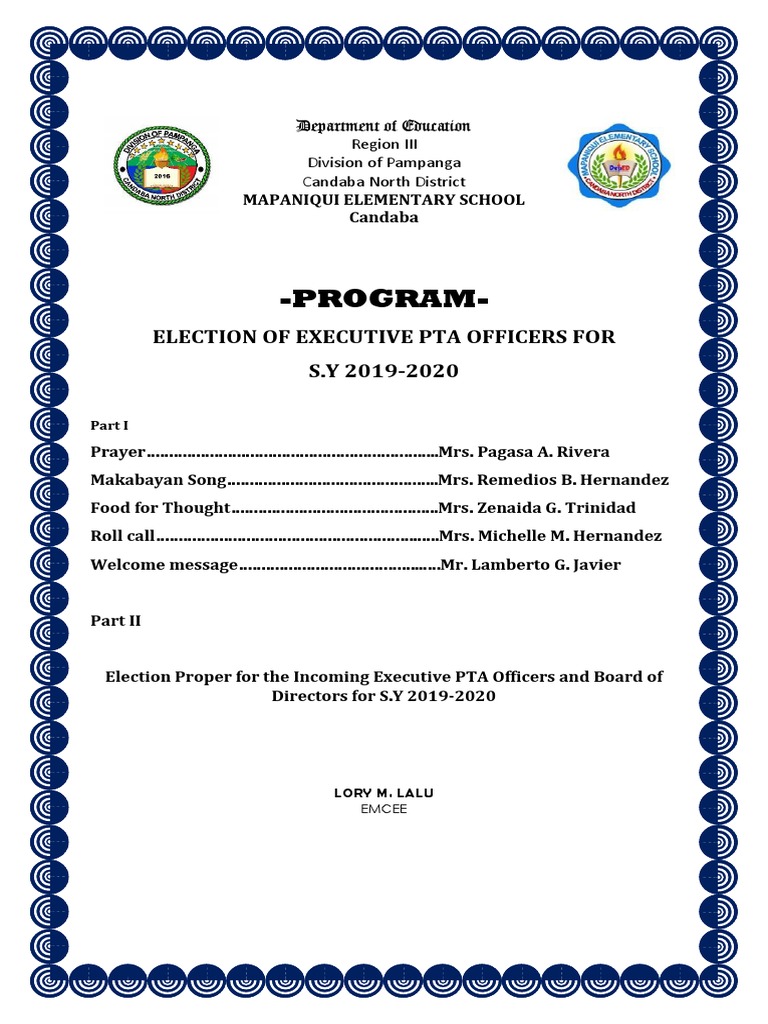 PTA Election Program for Mapaniqui School | PDF