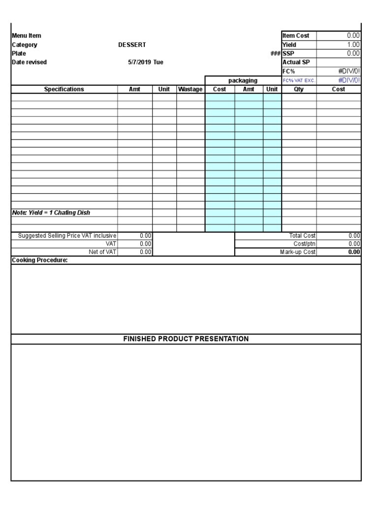 Food Cost Sheet | PDF