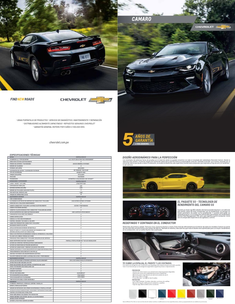 Camaro Six Ficha Tecnica PDF | PDF | Airbag | Tecnologías automotrices