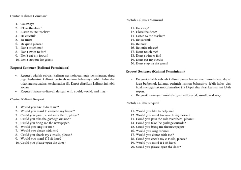Contoh Kalimat Command | PDF