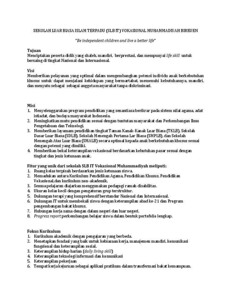 Brosur - SLB IT Vokasional Muhammadiyah Bireuen - Ready-1 | PDF