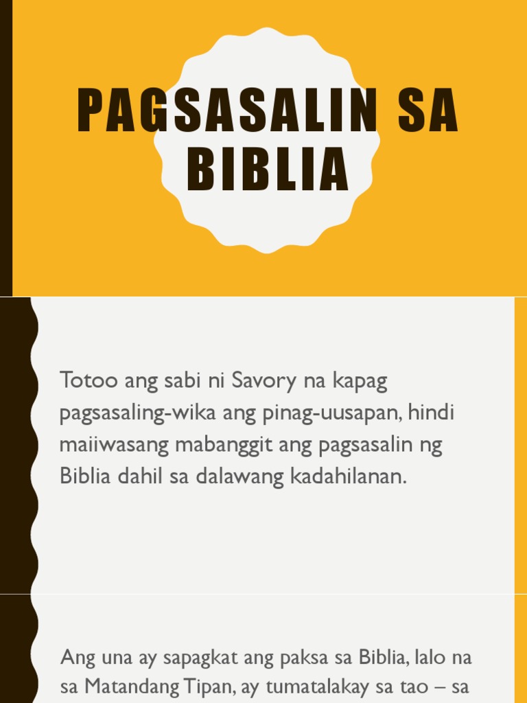 Mga Pagsasalin Sa Biblia | PDF