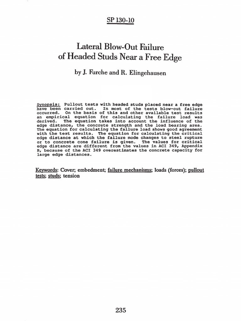 Lateral Blow-Out Failure of Headed Studs Near a Free Edge | PDF ...