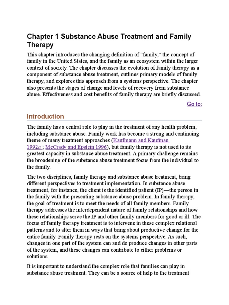 Chapter 1 Substance Abuse Treatment and Family Therapy: Go To | PDF ...