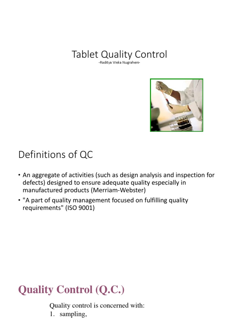 Tablet Quality Control Testing Guide | PDF | Tablet (Pharmacy) | Dose ...