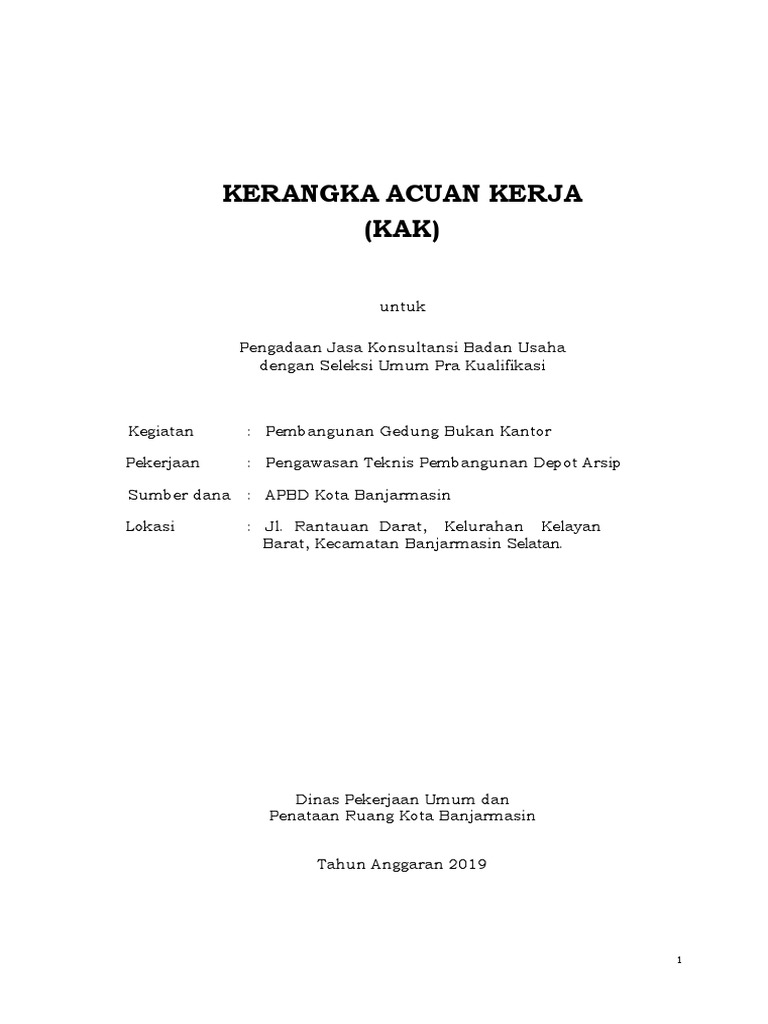 KAK Konsultan Gedung Arsip | PDF