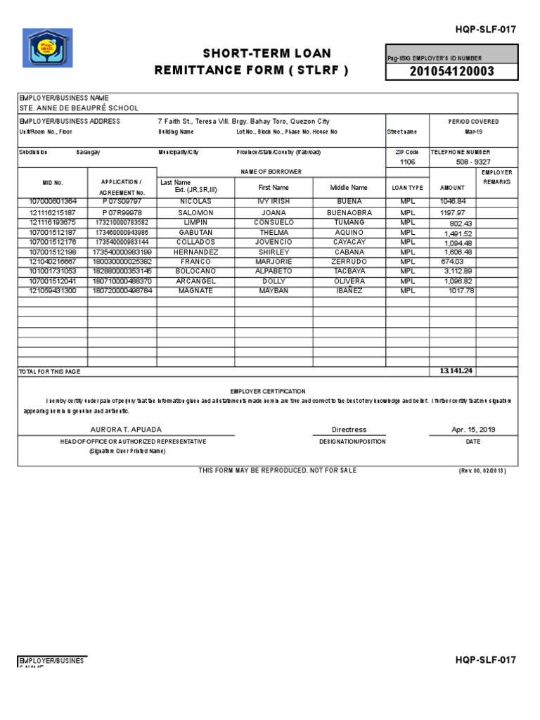 New Pagibig STLRF Format | PDF | Microsoft Excel | Computing