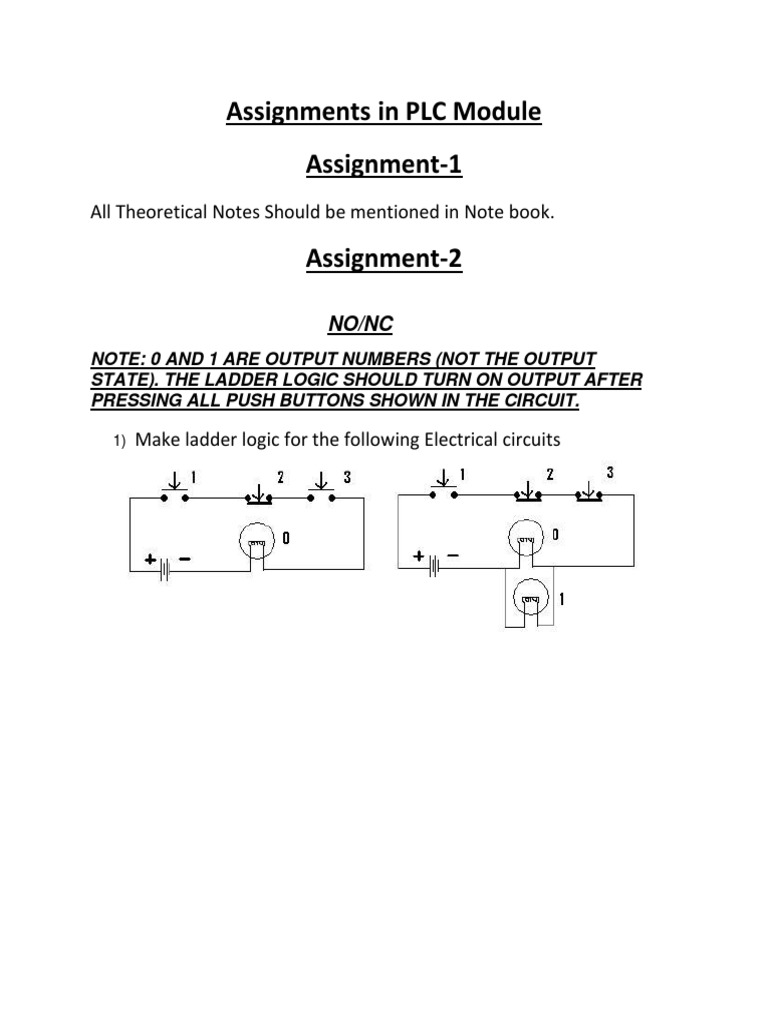 Assignments in PLC Module Assignment-1: All Theoretical Notes Should Be ...